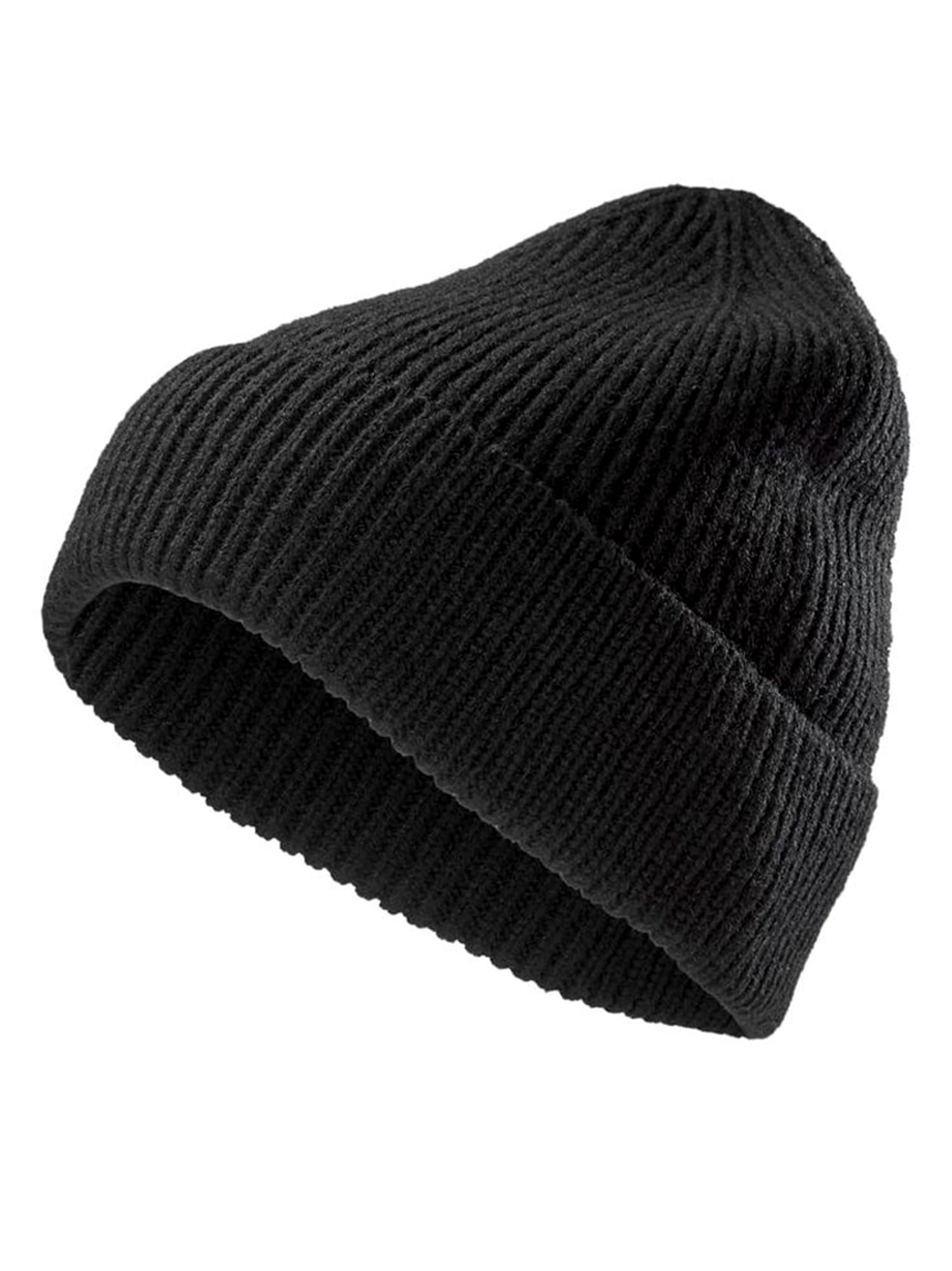 Moss Rose Beanie Hat for Men Women Cuffed Chunky Plain Skull Hats Unisex Winter Warm Knit Cap Womens Soft Beanies Black