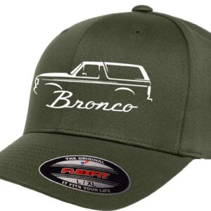 1987-91 Ford Bronco Truck Outline Design Flexfit 6277 Athletic Baseball Fitted Hat Cap Olive L/XL