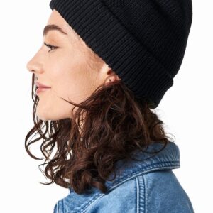 Moss Rose Beanie Hat for Men Women Cuffed Chunky Plain Skull Hats Unisex Winter Warm Knit Cap Womens Soft Beanies Black