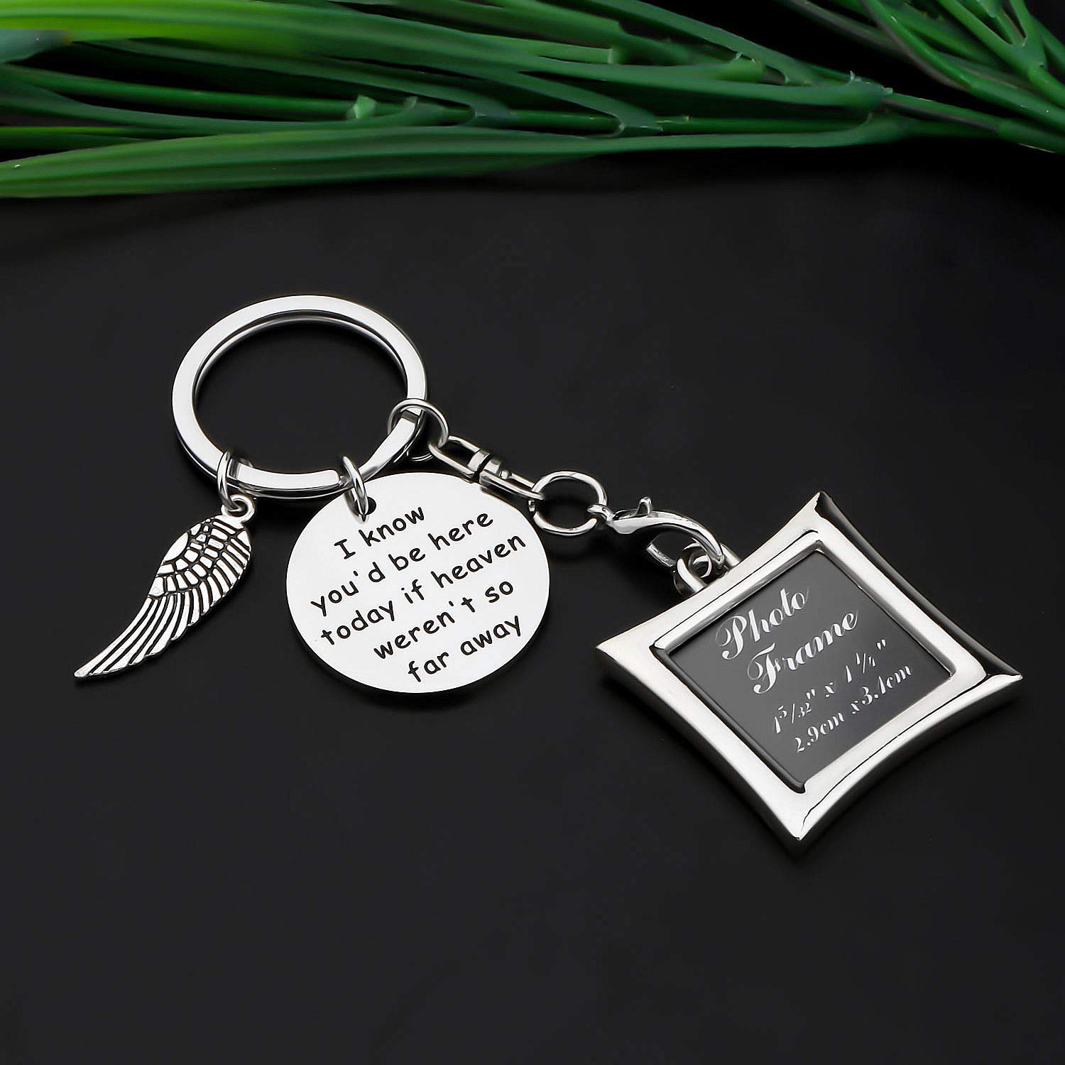 CYTING Wedding Bouquet Photo Charm I Know You'd Be Here Today If Heaven Weren't So Far Away Memorial Photo Frame Keychain Remembrance Jewelry Bridal Shower Gift (I know you'd be here today)