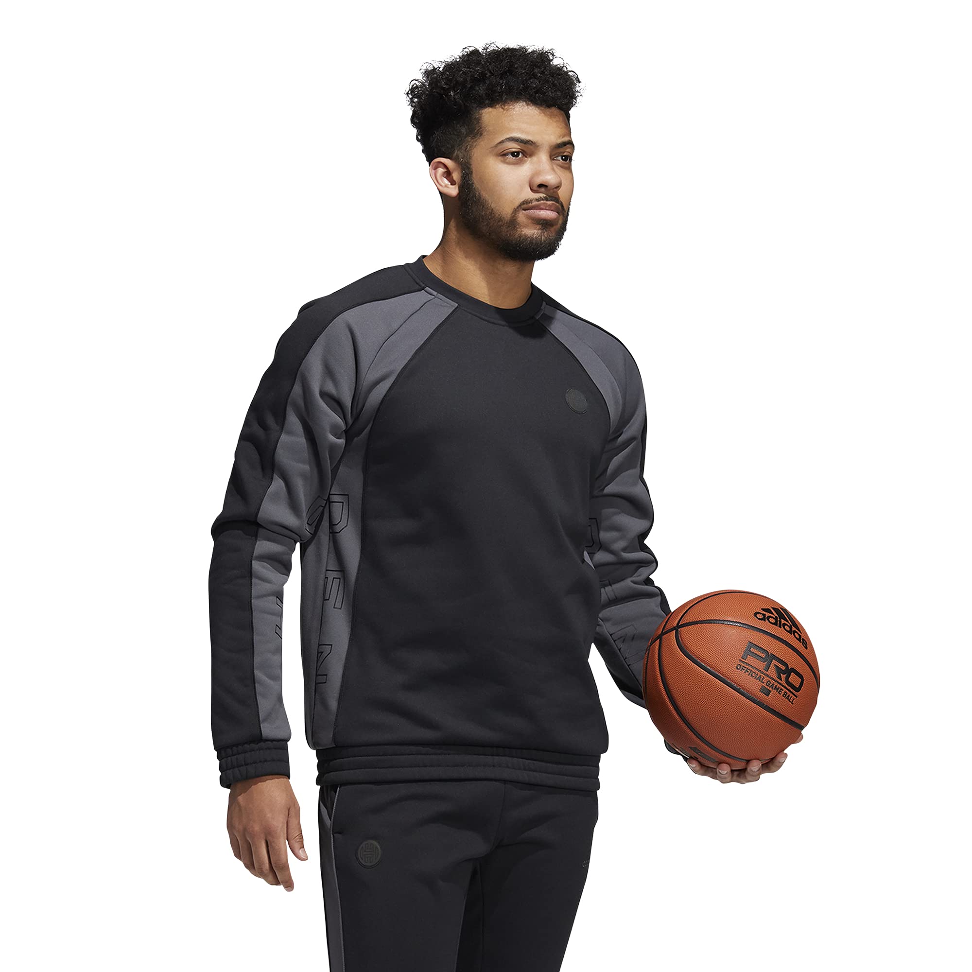 adidas Men's Harden Foundation Crew, Black, Large