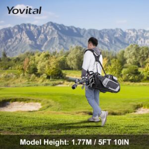 Yovital Golf Stand Bag 14 Way Top Dividers Ergonomic with Stand 8 Pockets, Dual Strap, Rain Hood (Black)