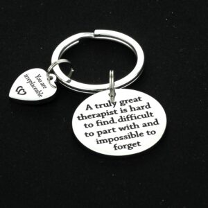 Kivosliviz Therapist Gifts Keychain for Mental Health Therapists, SLP, Occupational, Respiratory Therapist - Stainless Steel Keychain, Engraved Thank You Gift