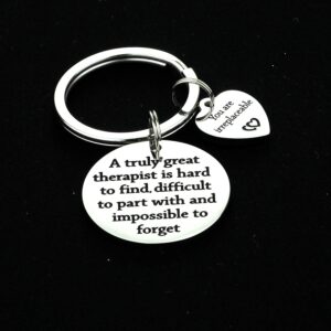 Kivosliviz Therapist Gifts Keychain for Mental Health Therapists, SLP, Occupational, Respiratory Therapist - Stainless Steel Keychain, Engraved Thank You Gift