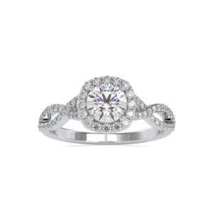 1/3 carat diamond and 3/4 carat moissanite petite twisted vine milgrain halo engagement ring for women in 14k white gold (i-j/g, si1-si2/vs2, cttw) size 9 by vvs gems