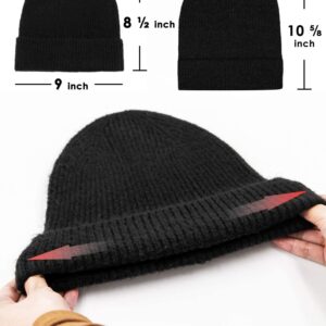 Moss Rose Beanie Hat for Men Women Cuffed Chunky Plain Skull Hats Unisex Winter Warm Knit Cap Womens Soft Beanies Black