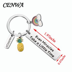 CENWA Rainbow Baby Keychain for New Mom Even Miracles Take a Little Time Keychain IVF Infertility Warrior Gift (Take a Little Time K)