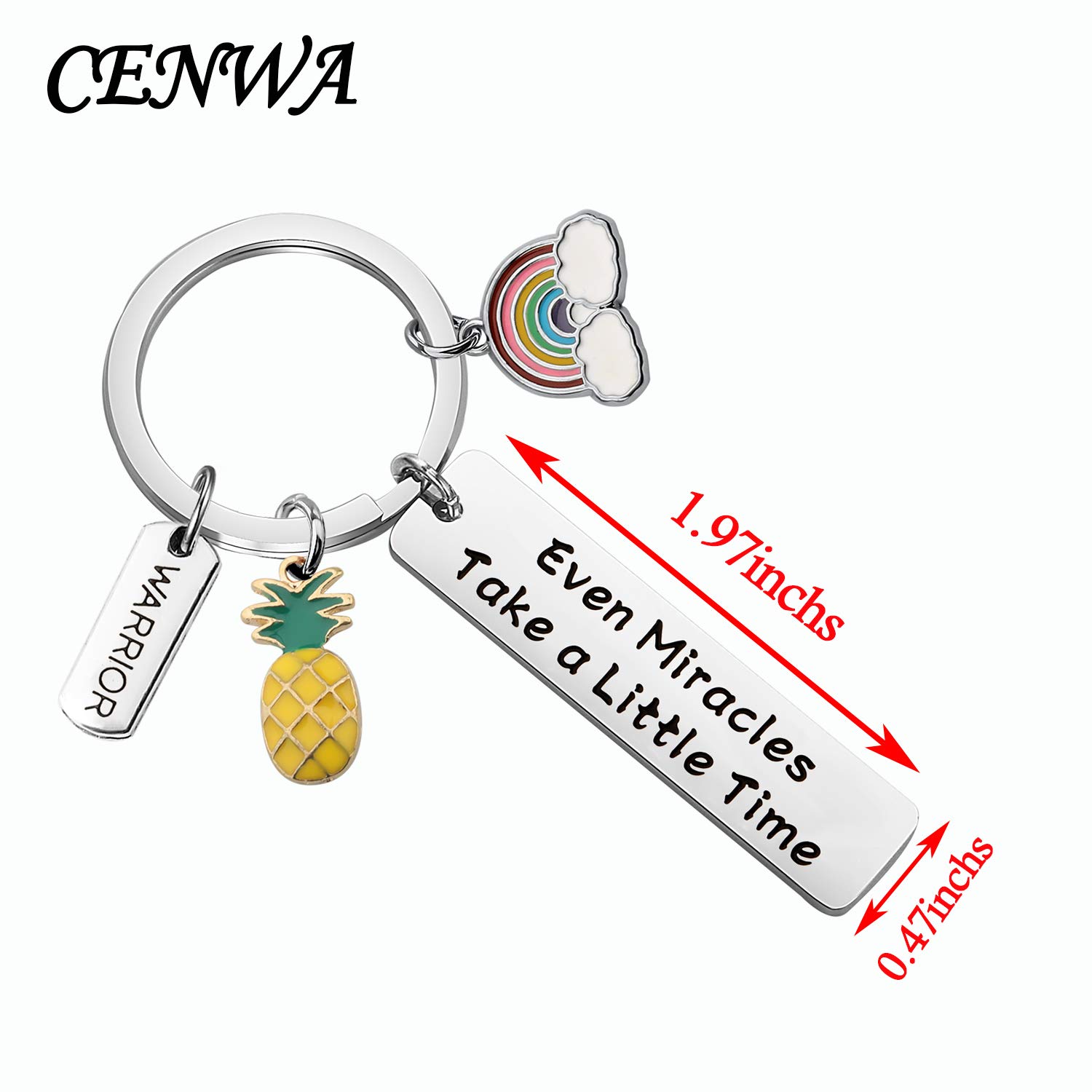 CENWA Rainbow Baby Keychain for New Mom Even Miracles Take a Little Time Keychain IVF Infertility Warrior Gift (Take a Little Time K)