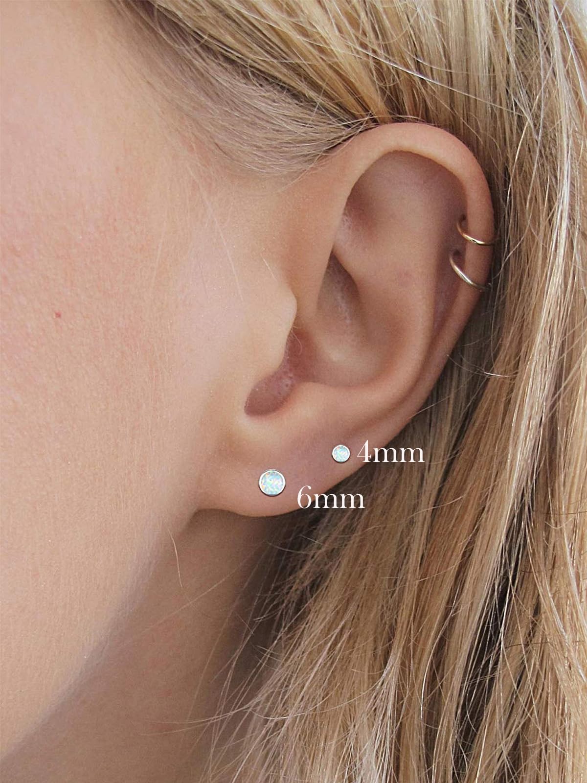 TANGPOET Rose Gold Screw Back Stud Earrings for Women Tiny Comfy White Opal Earrings 925 Sterling Silver Hypoallergenic Earring for Sensitive Ears Birthday Gifts for Ladies