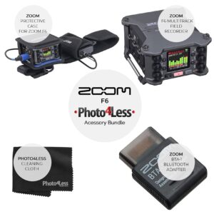 Zoom F6 6-Input / 14-Track Multitrack Field Recorder + Zoom BTA-1 Bluetooth Adapter + Zoom PCF-6 Protective Case + Photo4Less Black Cleaning Cloth – Top Value Accessory Recording Bundle