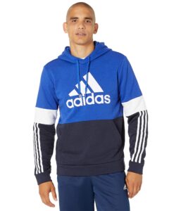 adidas color-block pullover hoodie bold blue/white 2xl