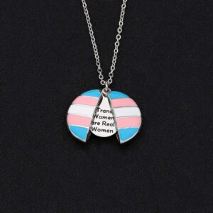 CENWA Transgender Pride Gift Trans Pride Jewelry Trans Women Are Real Women Open Locket Necklace (Trans Women N)