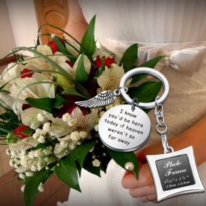 CYTING Wedding Bouquet Photo Charm I Know You'd Be Here Today If Heaven Weren't So Far Away Memorial Photo Frame Keychain Remembrance Jewelry Bridal Shower Gift (I know you'd be here today)