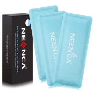 neenca reusable ice pack(3 packs of 4*9 inches), soft touch gel packs for hot & cold therapy. flexible gel ice packs for swelling,bruises,surgery, sprains,muscle pain,injuries recovery,instant relief