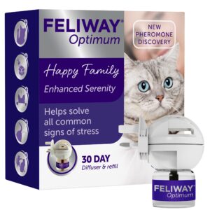 feliway optimum diffuser & 30 day refill, the best solution to ease cat anxiety, cat conflict and stress in the home, 48 ml (pack of 1)