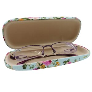 DODOGA 4 Pieces Spectacle Case Portable Hard Shell Eyeglasses Case Floral Flower Fabric Covered Clam Shell Style Eyeglass Case Spectacles Box Eyewear Protector Box for Kids, Women, Girls