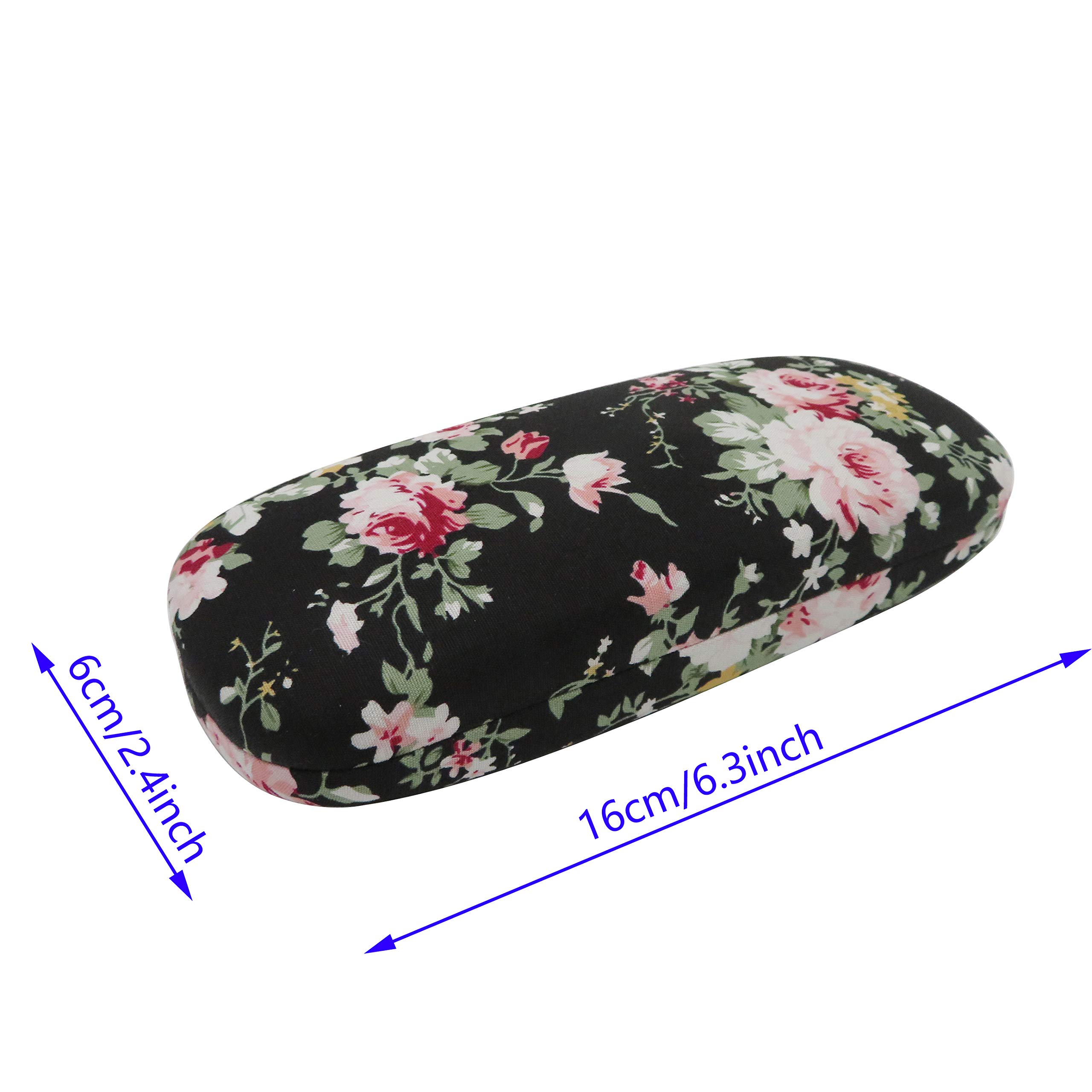 DODOGA 4 Pieces Spectacle Case Portable Hard Shell Eyeglasses Case Floral Flower Fabric Covered Clam Shell Style Eyeglass Case Spectacles Box Eyewear Protector Box for Kids, Women, Girls