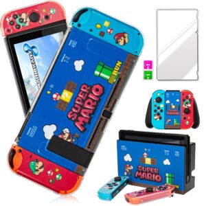 oqpa for nintendo switch skin cute kawaii cartoon character design sticker, fun funny fashion cool unique switch game skins for girls boys kids stickers+tempered glass film for nintendo switch (malio)