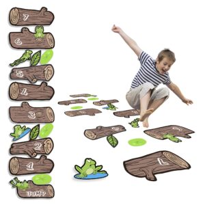 classroom decor sensory path decals for floor & wall - frog hopping game on wooden logs hopscotch floor stickers for boosting gross motor skills