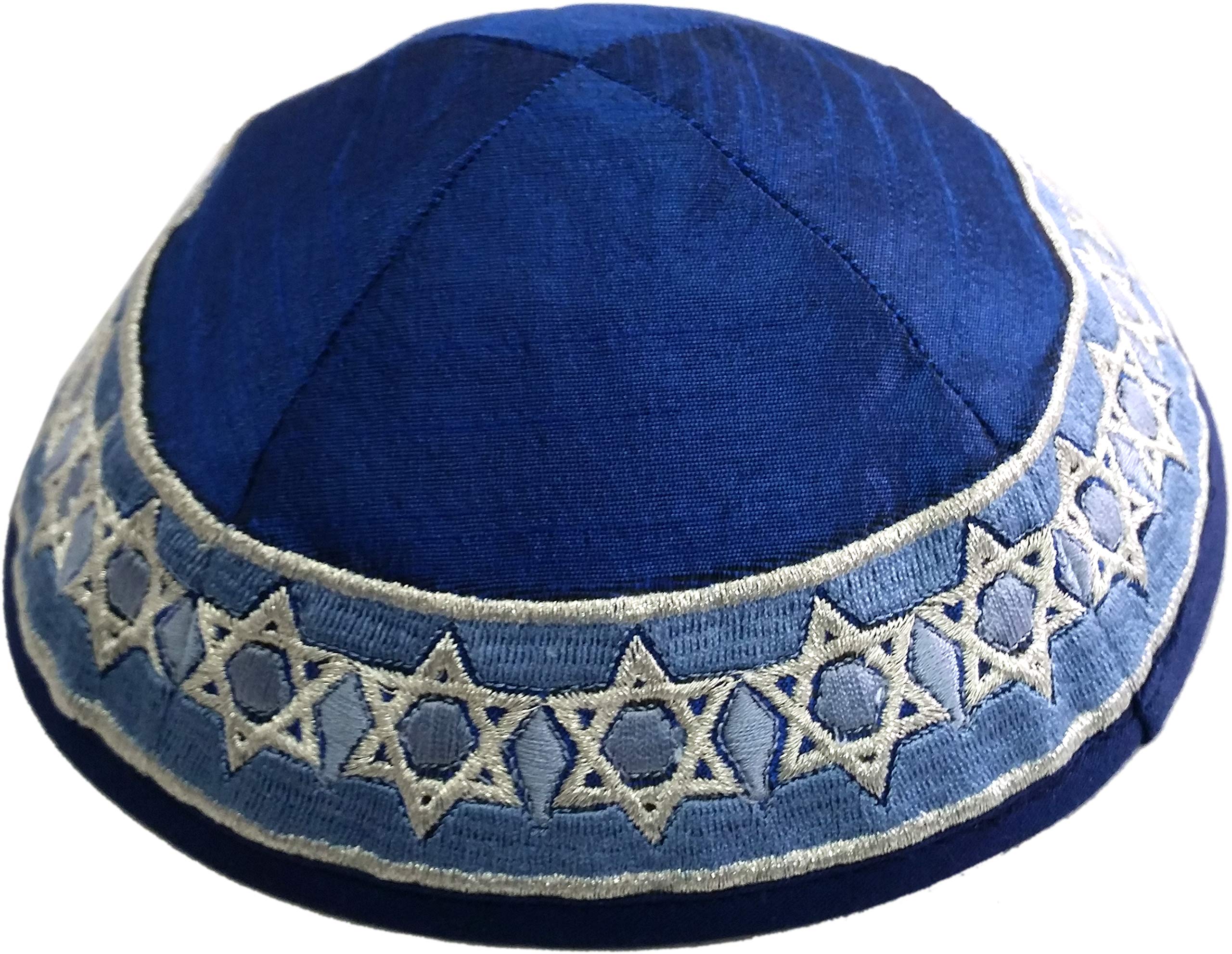 EMANUEL Yair Blue Magen David Star Embroidered Kippah Yamaka (YME-14B)