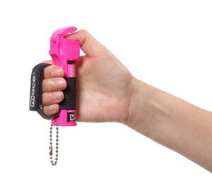 mace brand sport pepper spray (neon pink), approx. 4.25" h x 1" w x 1.25" d 18 grams