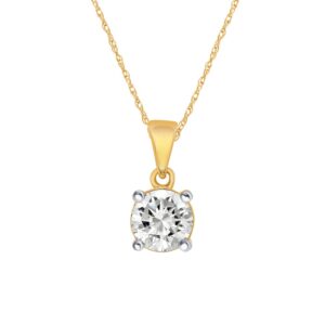 lab created solitaire diamond necklaces for women | 3/4 ct. tw. real 14 kt yellow gold diamond necklace pendants | certified gh vs/si women's diamond jewelry