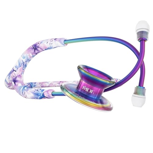 MDF Instruments Monet Kaleidoscope MD One Epoch Lightweight Titanium Stethoscope, Adult, Monet Tube, Kaleidoscope Chestpieces-Headset, MDF777TMOKL