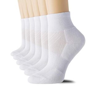 celersport 6 pack women's ankle socks with cushion, sport athletic running socks, 6 pair white, medium