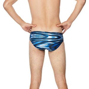 Speedo Mens Swimsuit Prolt Printed Team Colors Swim Briefs, Wave Speedo Blue, 32 US