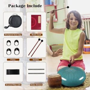 FOUR UNCLES Steel Tongue Drum 10 Inch 11 Notes Hand Pan Drums with Travel Bag Sticks Music Book Mallets, D Major Musical Instruments for Entertainment Meditation Yoga Zen Gifts (Malachite)