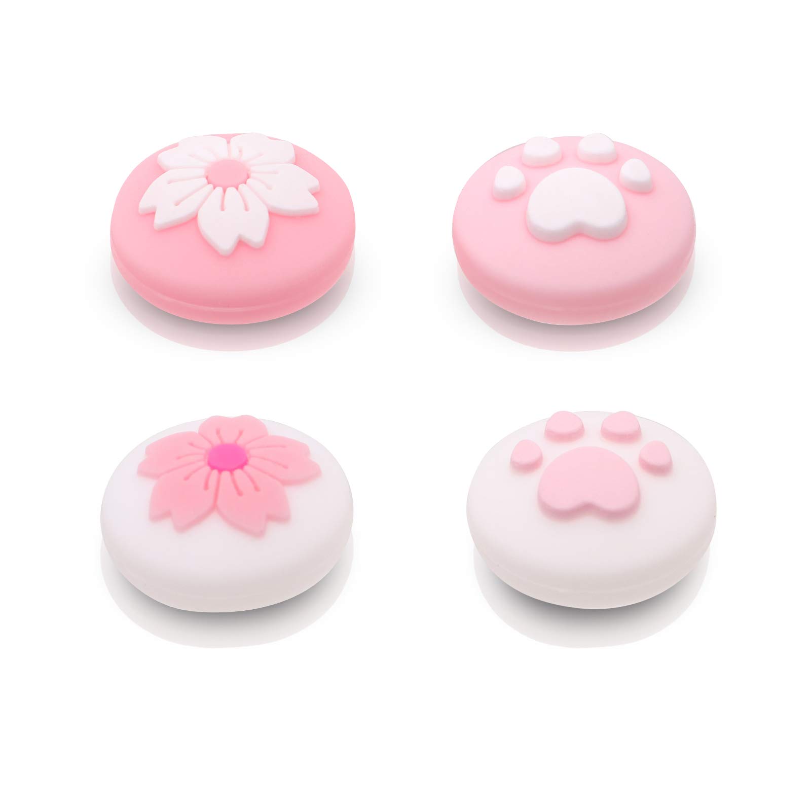 Switch Pink Thumb Grips, Pink Joystick Covers for Switch Lite, Cute Thumb Grip Caps Compatible with Switch Joy Cons - Cherry Blossoms