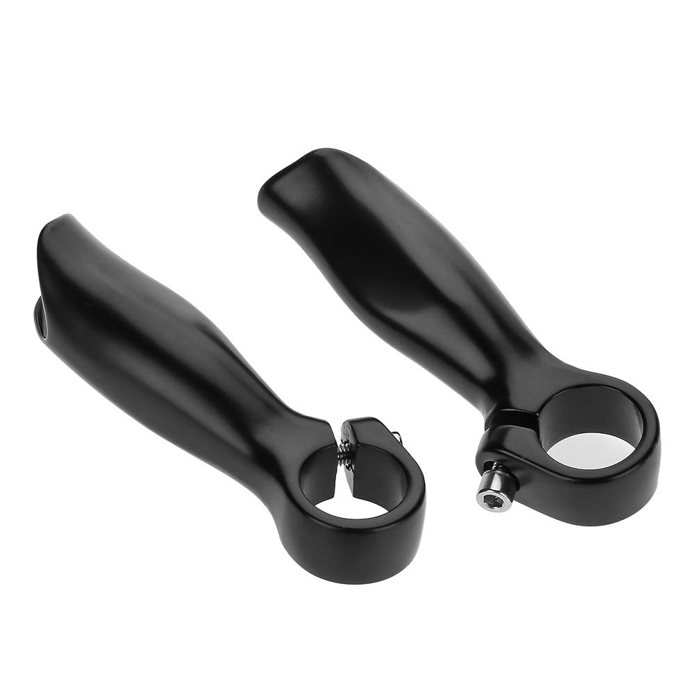 Health Gear 1 Pair Black Aluminum Alloy Handlebar End Grips with Soft Rubber Plugs for Mountain Bike Road Bike Handlebar with 22.2mm