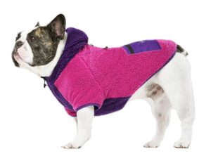 canada pooch cool factor hoodie size 12 pink/purple teddy-bear fleece dog hoodie (pink/purple, x-small)