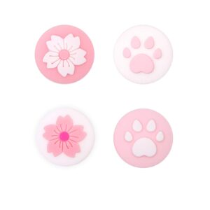 switch pink thumb grips, pink joystick covers for switch lite, cute thumb grip caps compatible with switch joy cons - cherry blossoms