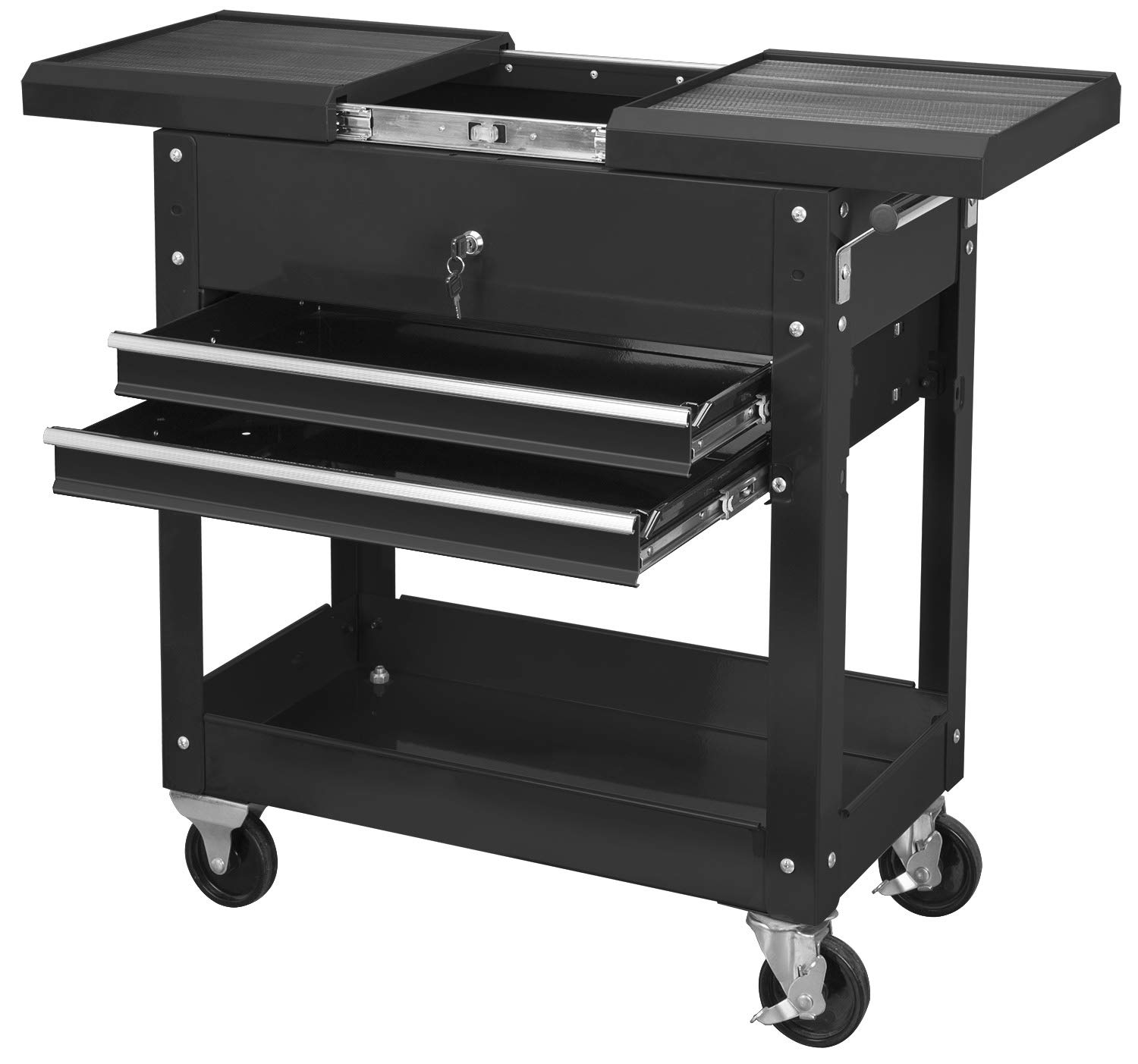 Torin Service Utility Tool Cabinet Cart 350 LBs 2 Drawer Slide Top, Black, ATC310B