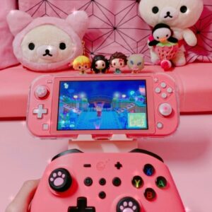 Switch Pink Thumb Grips, Pink Joystick Covers for Switch Lite, Cute Thumb Grip Caps Compatible with Switch Joy Cons - Cherry Blossoms