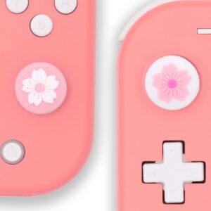 Switch Pink Thumb Grips, Pink Joystick Covers for Switch Lite, Cute Thumb Grip Caps Compatible with Switch Joy Cons - Cherry Blossoms