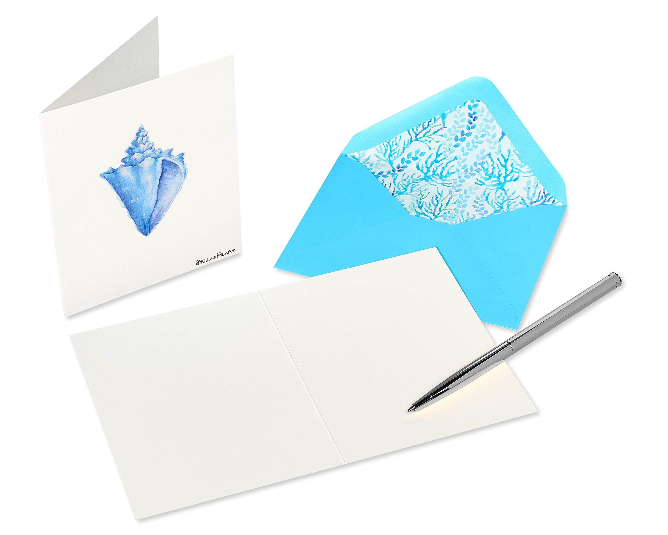 Papyrus Blank Cards with Envelopes - Designed by Bella Pilar, Into the Blue (20-Count)