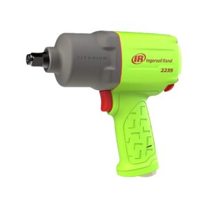 ingersoll rand 2235timax-g 1/2” drive air impact wrench, lightweight 4.6 lb design, powerful torque output up to 1,350 ft/lbs, titanium hammer case, max control, hi-visibility red , green