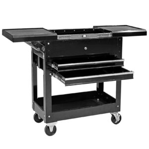 torin service utility tool cabinet cart 350 lbs 2 drawer slide top, black, atc310b