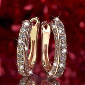 Creative Earring for Women Rhinestone Decoration Ear Stud Rings Hoop Earrings Women Girl Charming Jewelry Gift - Silver