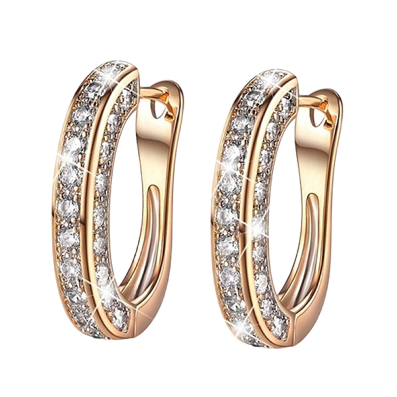 Creative Earring for Women Rhinestone Decoration Ear Stud Rings Hoop Earrings Women Girl Charming Jewelry Gift - Silver