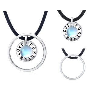 cuoka miracle couple necklace for women 925 sterling silver moonstone matching necklace promise for her or him valentine's day jewelry for women men