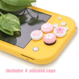 Switch Pink Thumb Grips, Pink Joystick Covers for Switch Lite, Cute Thumb Grip Caps Compatible with Switch Joy Cons - Cherry Blossoms