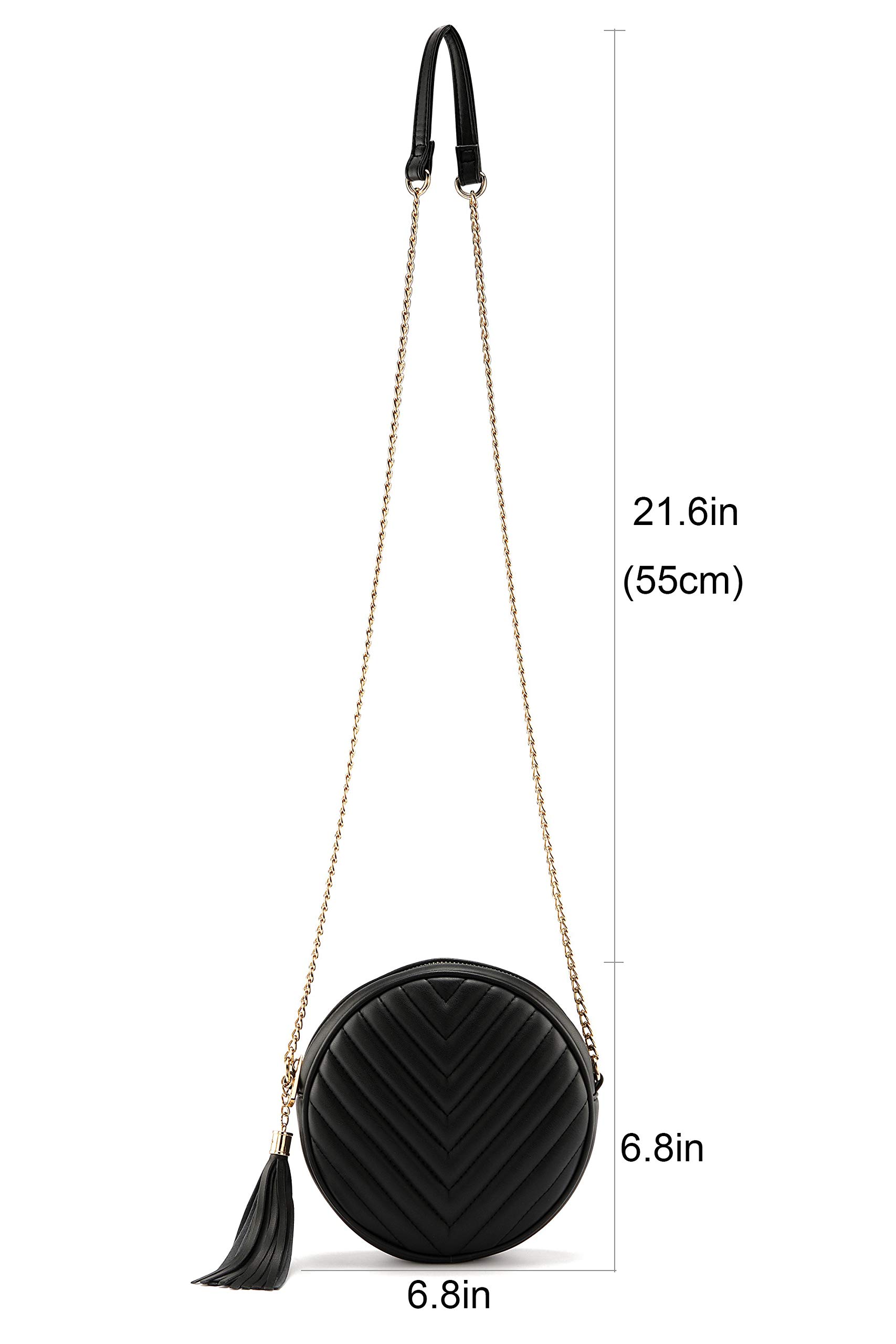 Ayliss Women Crossbody Shoulder Bag Circle Tassel Purse Clutch Evening Small PU leather Handbag Fashion Wallet With Chain (Black #1)