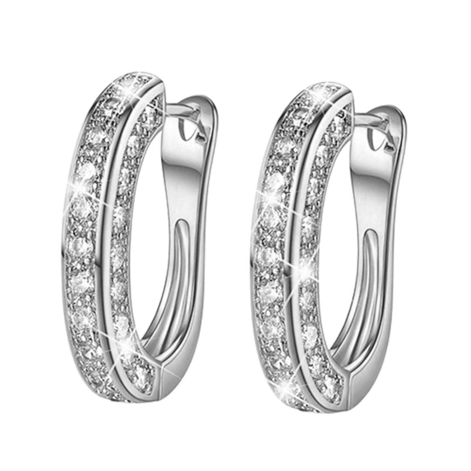 Creative Earring for Women Rhinestone Decoration Ear Stud Rings Hoop Earrings Women Girl Charming Jewelry Gift - Silver