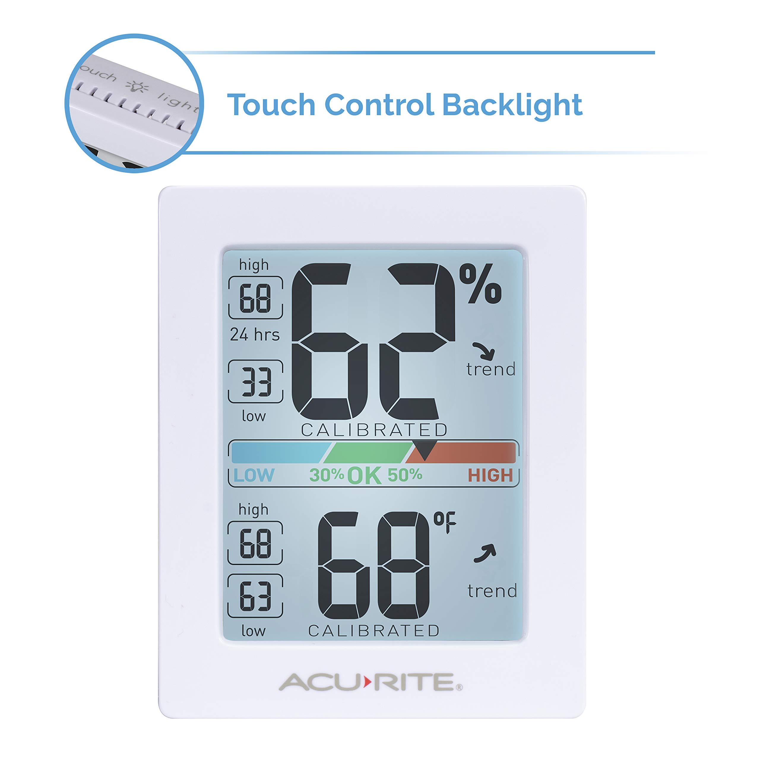 AcuRite Pro Humidity Meter & Thermometer with Touch Activated Backlight