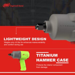 Ingersoll Rand 2235TiMAX-G 1/2” Drive Air Impact Wrench, Lightweight 4.6 lb Design, Powerful Torque Output Up to 1,350 ft/lbs, Titanium Hammer Case, Max Control, Hi-Visibility Red , Green