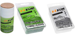 zumwax ski/snowboard/nordic/cross-country racing wax bundle - universal iron on & rub on waxes + base prep