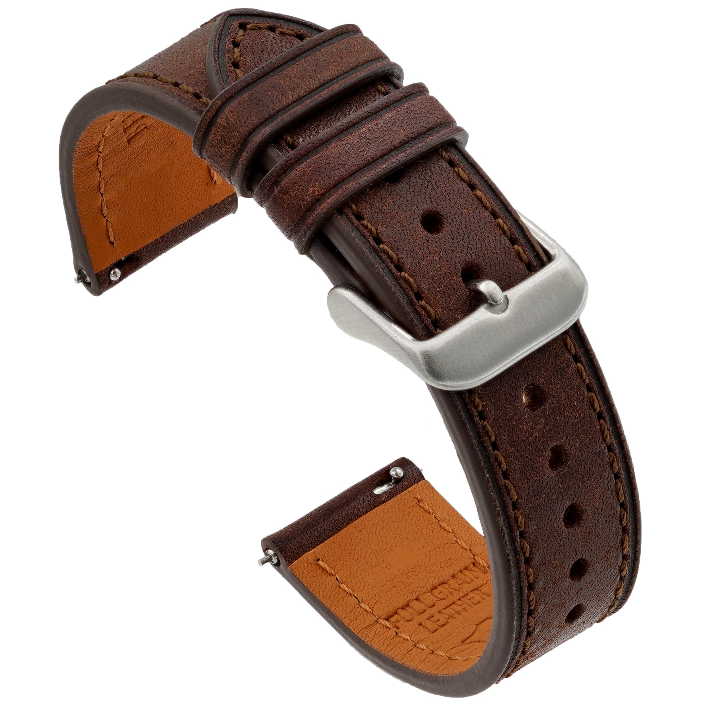 Benchmark Quick Release Leather Watch Band - Premium Italian Full Grain Leather Watch Straps for Men & Women (20mm, Dark Brown)